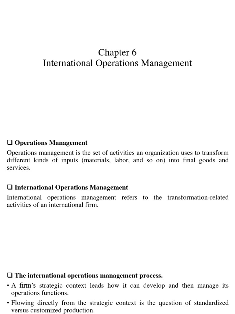 Chapter 6 International Operations Management | Download Free PDF | Supply Chain | Supply Chain ...