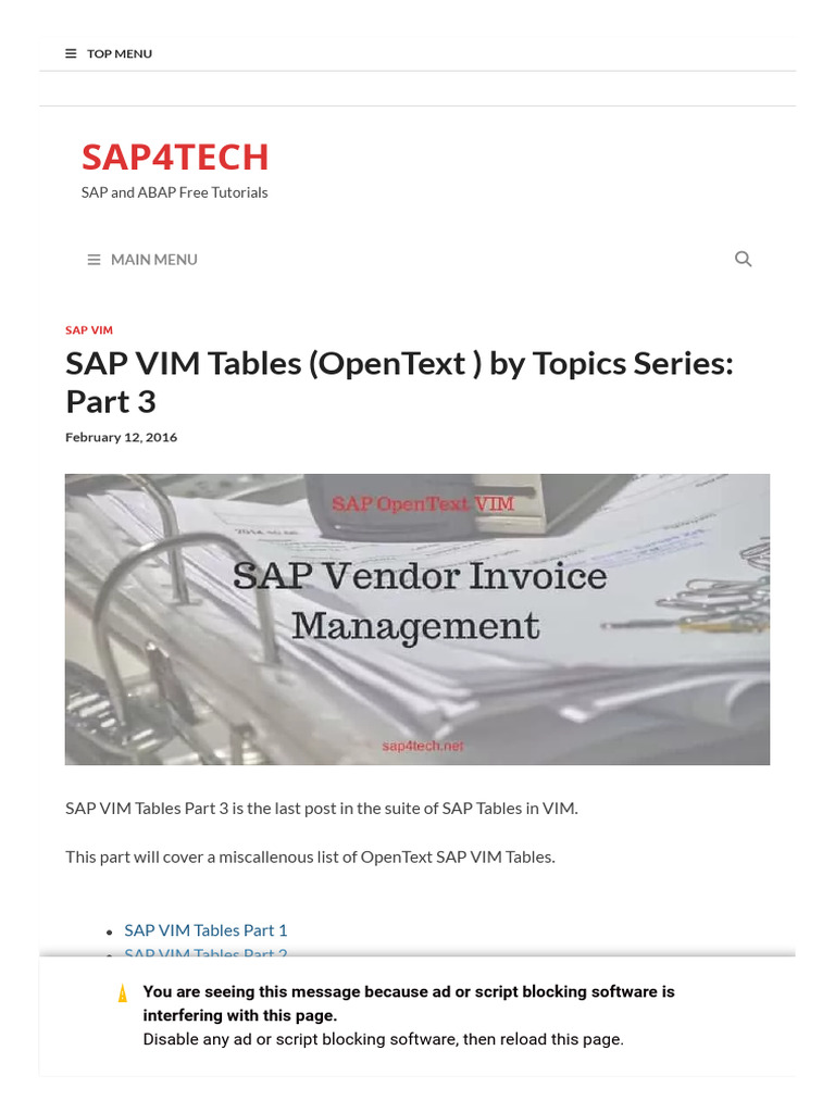 SAP VIM Tables (OpenText) by Topics Series - Part 3 - SAP4TECH | PDF | Optical Character ...