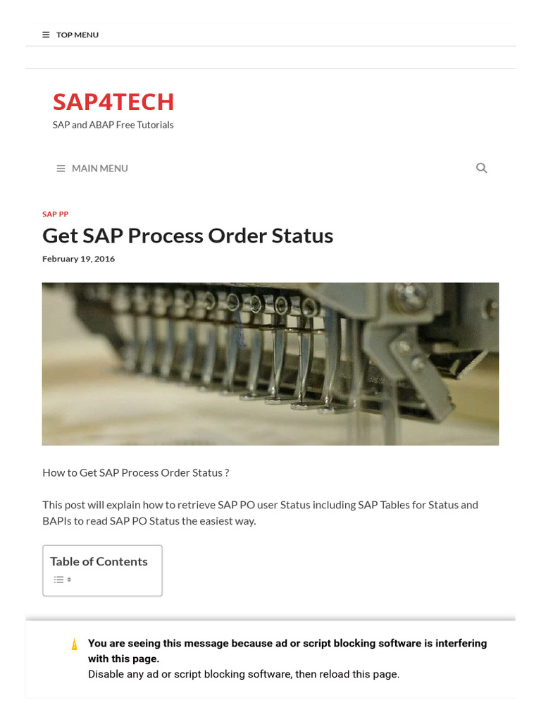 Get SAP Process Order Status - SAP4TECH | PDF | World Wide Web | Internet & Web