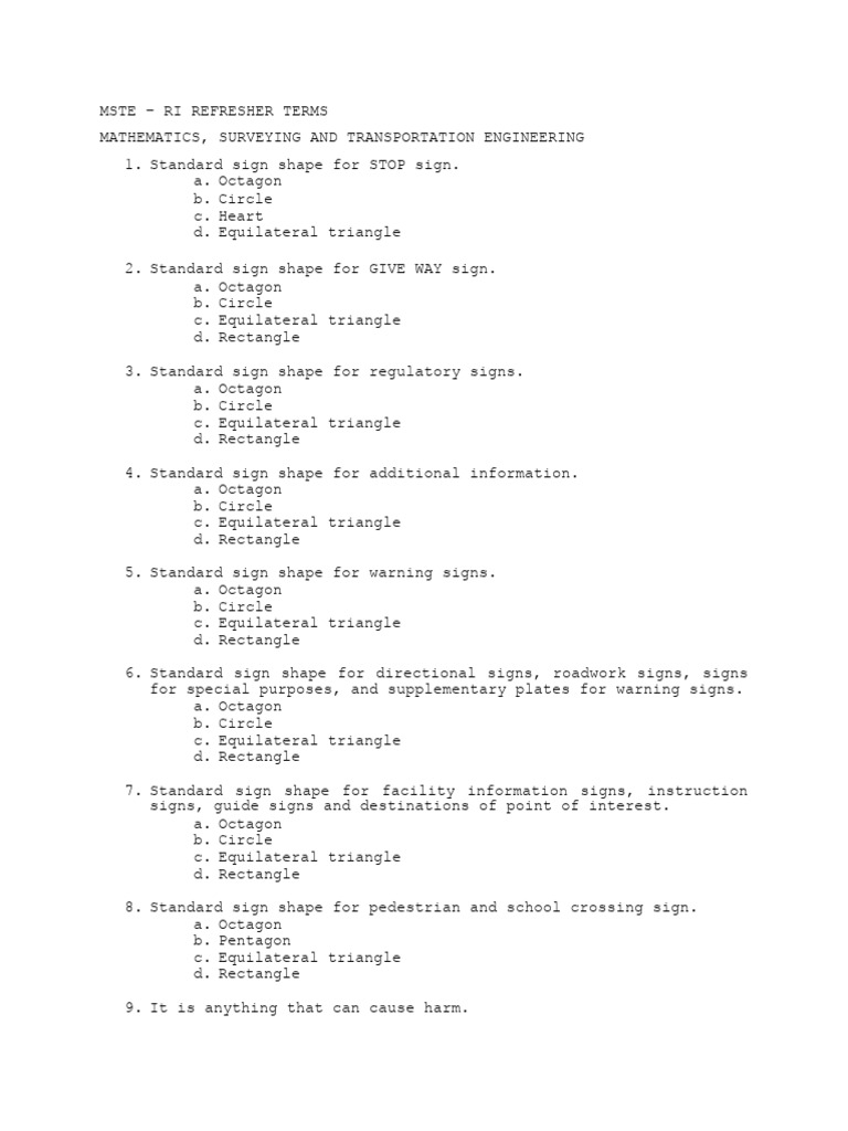 MSTE TERMS - RI REFRESHER | PDF | Tide | Road Surface