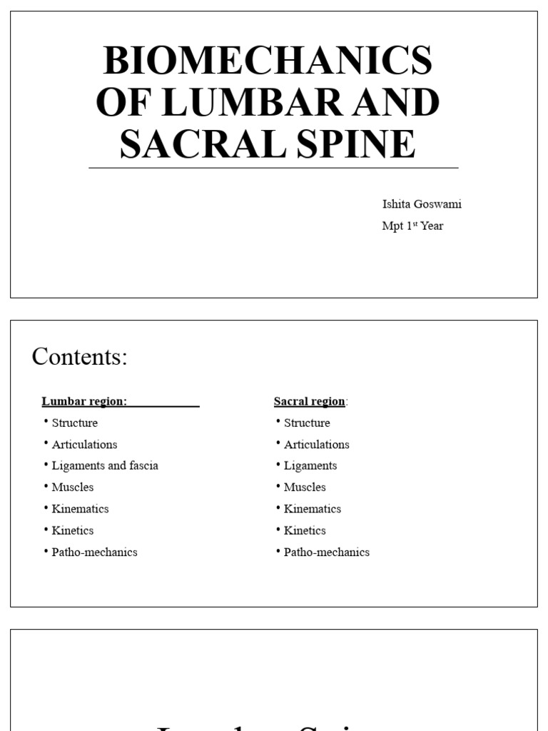 Biomechanics of Lumbar and Sacral Spine-1 | PDF | Vertebra | Pelvis