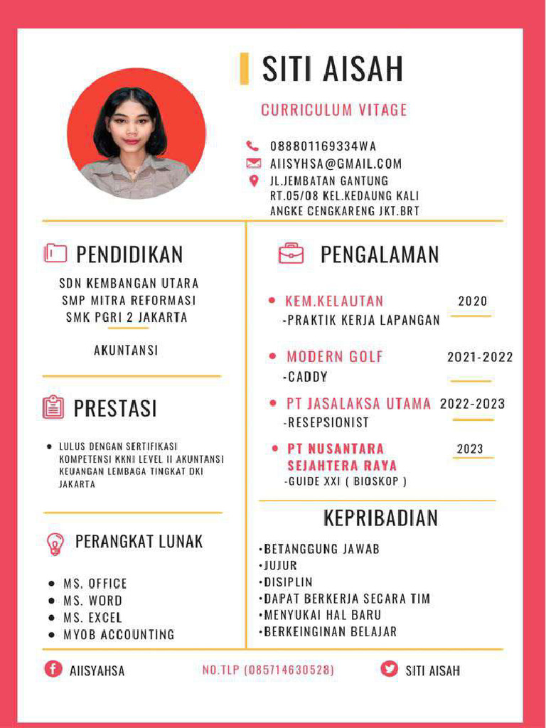 CV 1-Aisyah | PDF
