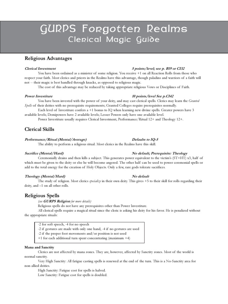 Forgotten Realms (GURPS) - Clerical Magic Guide | PDF | Dwarf (Dungeons ...