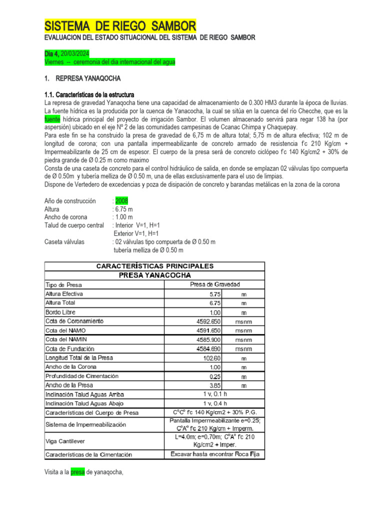 Modelo Evaluacion de Sistema de Riego Sambor | PDF | Represa | Riego