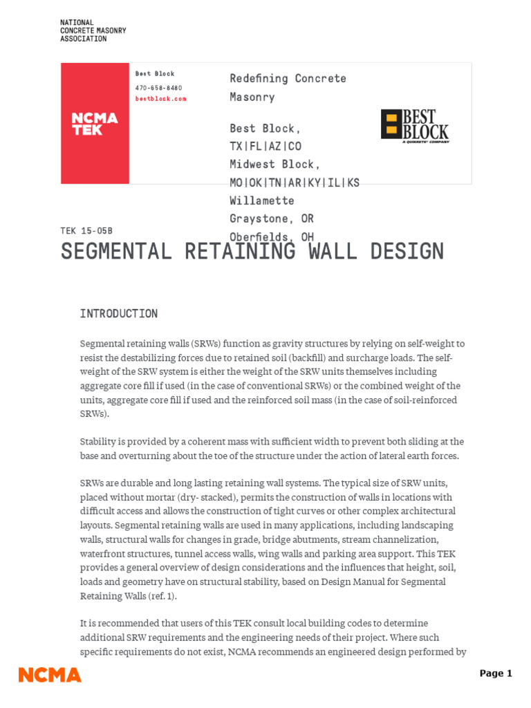 Segmental Retaining Wall Design Guide | PDF | Drainage | Civil Engineering