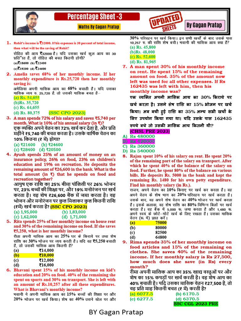 Percentage Sheet-3 | PDF | Voting | Elections