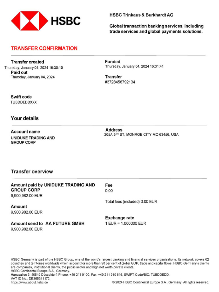 ACK SWIFT MT103 TUBDDEDDXXX 9,990,982.00 AA - UNI FULL (1a) | PDF