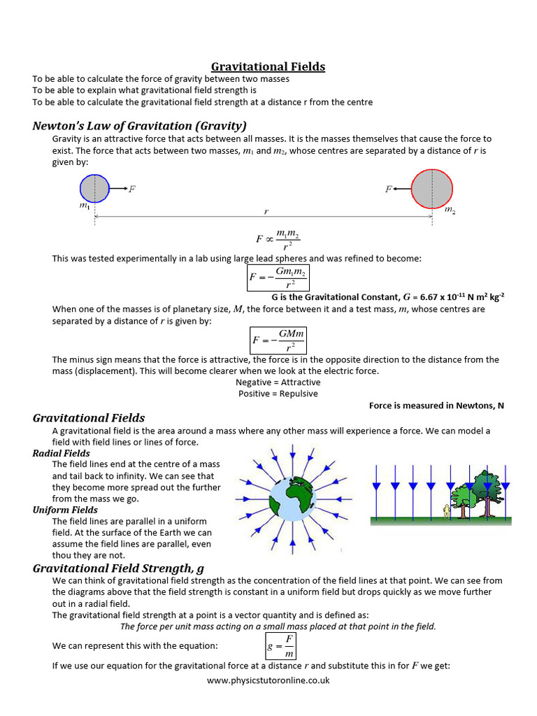 Gravitational Fields NOTES | Download Free PDF | Force | Gravity