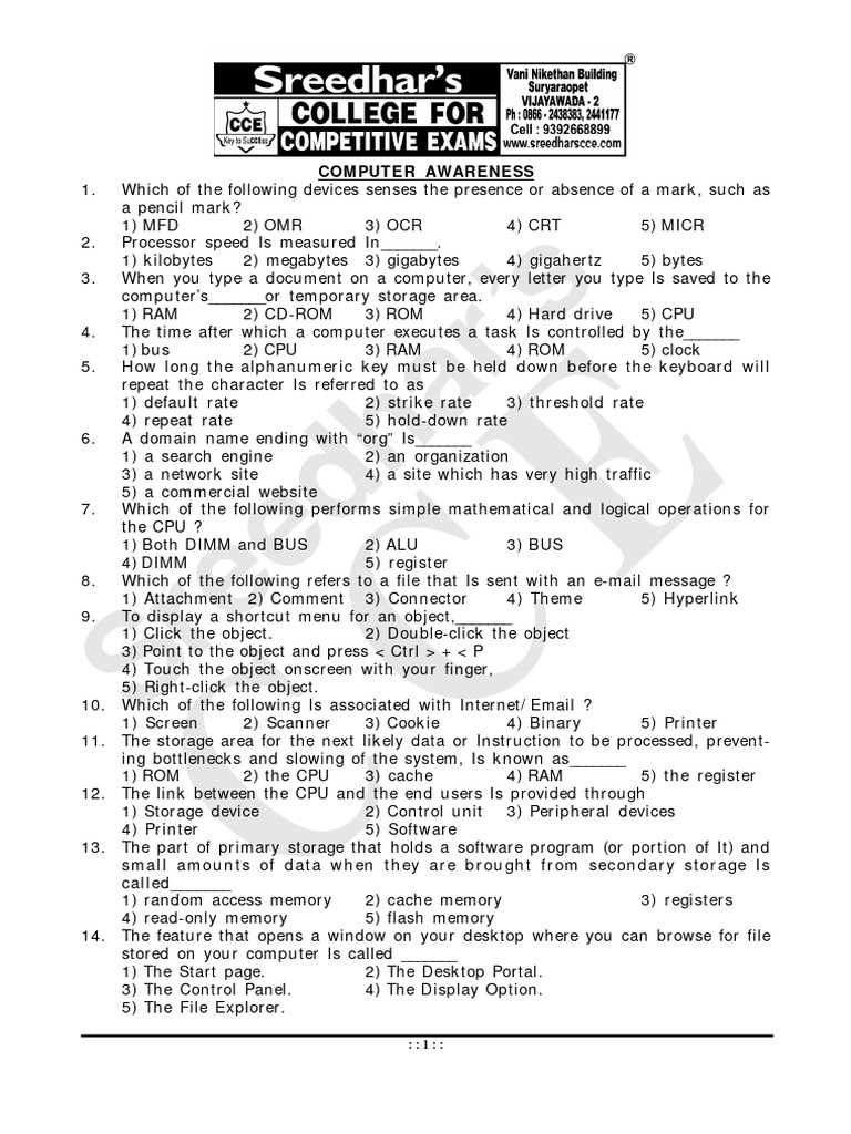 Computer Awareness - Computer Awareness - Computer Awareness Handout-2 | PDF | Operating System ...