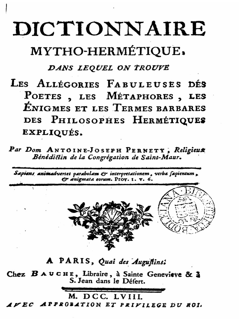 Pernety Antoine-Joseph - Dictionnaire Mytho-Hérmetique | PDF