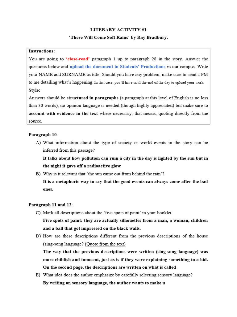 Literary Activity #1 | PDF