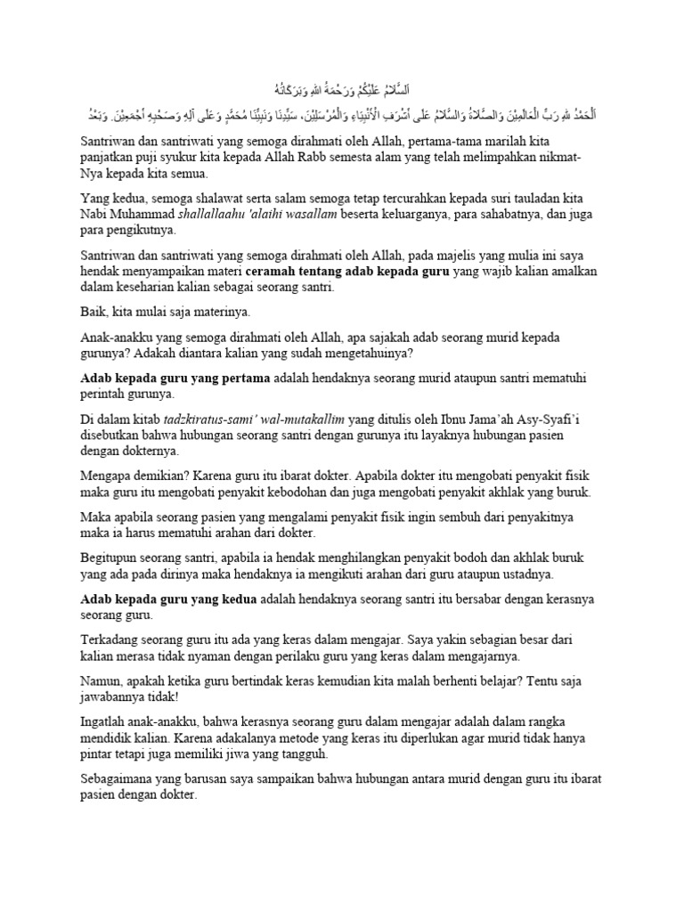 Pidato Tentang Adab Kepada Guru | PDF