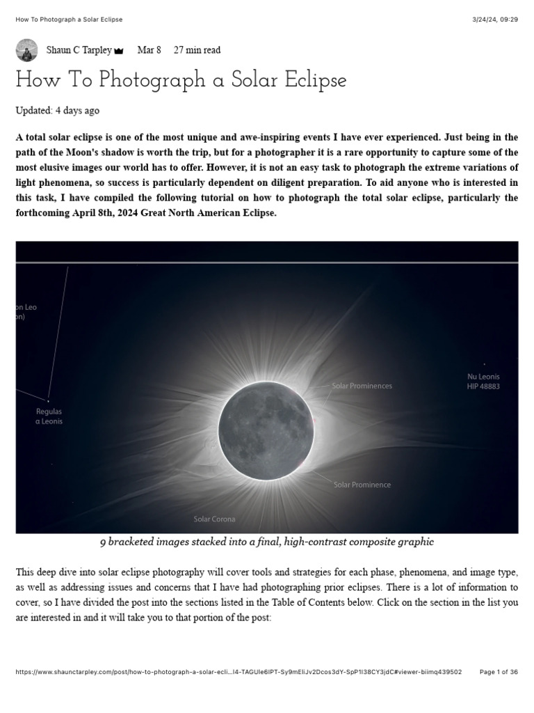 How To Photograph A Solar Eclipse | PDF | Camera Lens | Camera