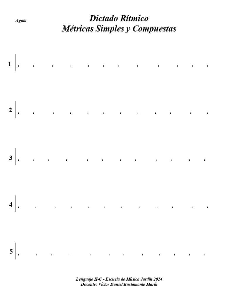 Dictado Rítmico - Métricas Simples y Compuestas - LENGUAJE IIC | PDF ...