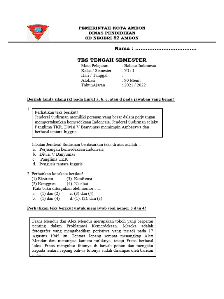 Bahan UTS Kelas VI. B. Indo | PDF | Seni & Disiplin Bahasa