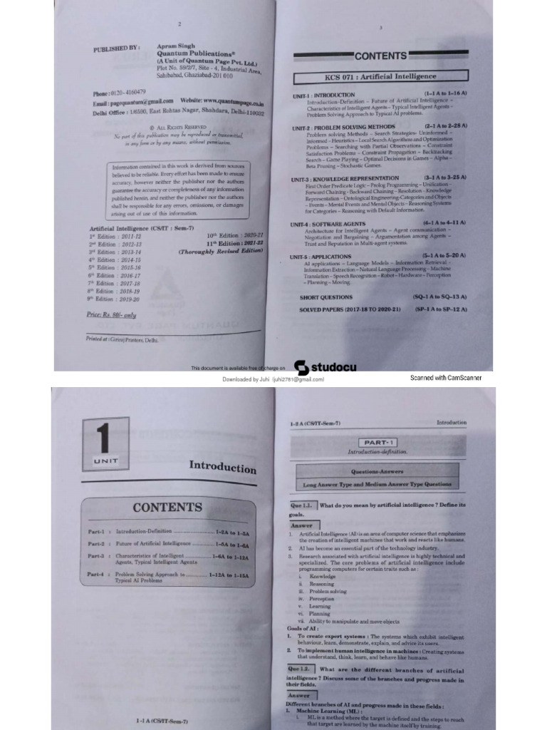 Artificial Intelligence Kcs 071 7th | PDF