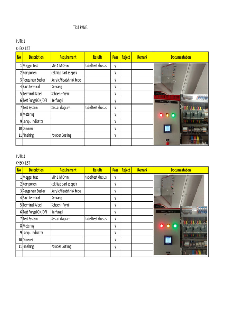 Tabel Test Panel PSCF | Download Free PDF | Electrical Equipment