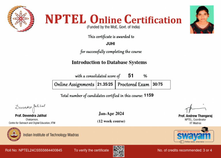 Introduction to Database Systems (Certificate) | PDF