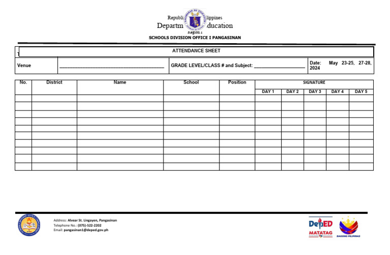 ATTENDANCE-SHEET-SBTT | PDF