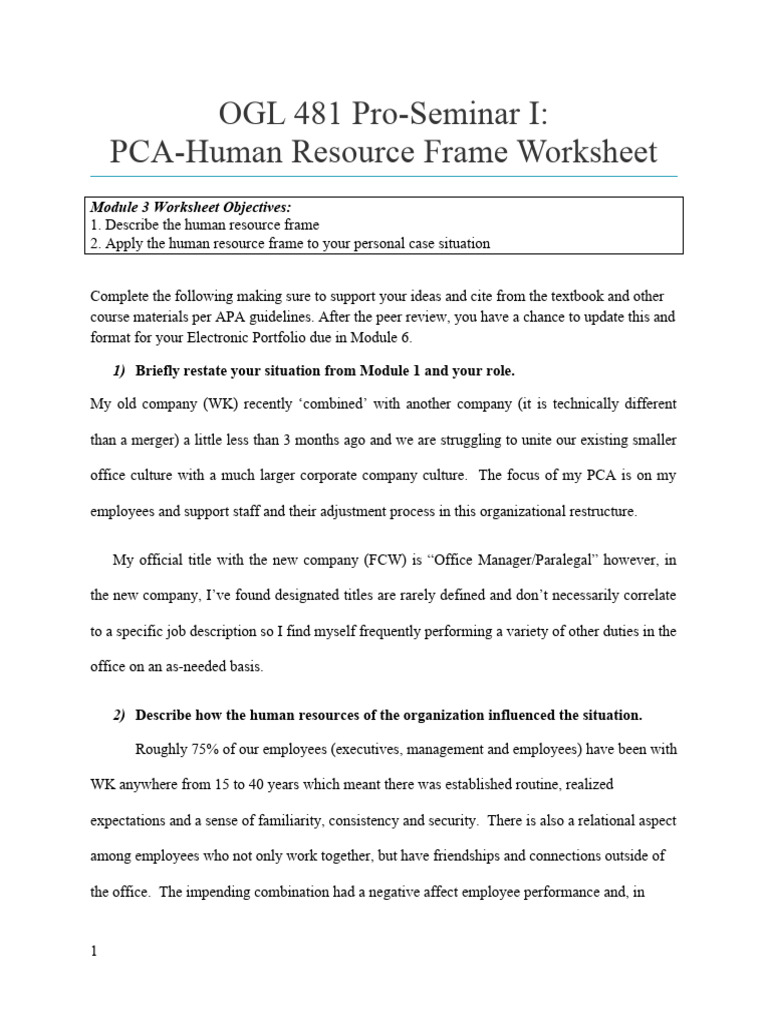 Final - Module 3 Human Resources Frame Worksheet | PDF | Human ...
