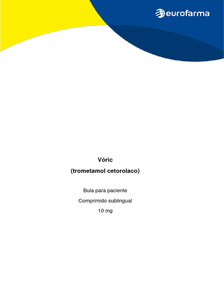Bula do Vóric (Trometamol Cetorolaco) | PDF | Gravidez | Analgésico
