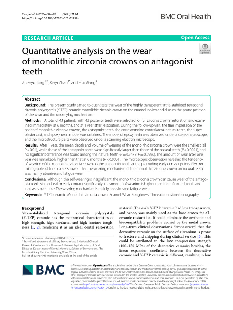 (Tang et al 2021) Quantitative analysis on the wear of monolithic ...