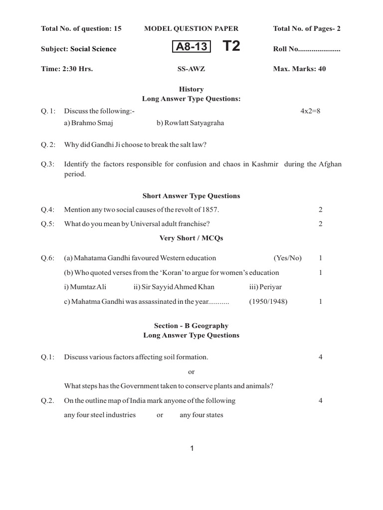 Social Science (8th Class) | PDF | Mahatma Gandhi