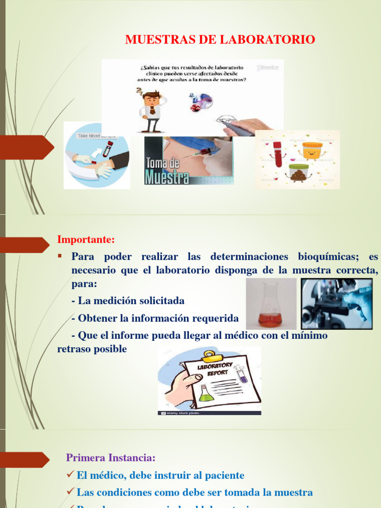 MUESTRAS LABORATORIALES (Bioq. Clínica) | PDF | Sangre | Medicina CLINICA