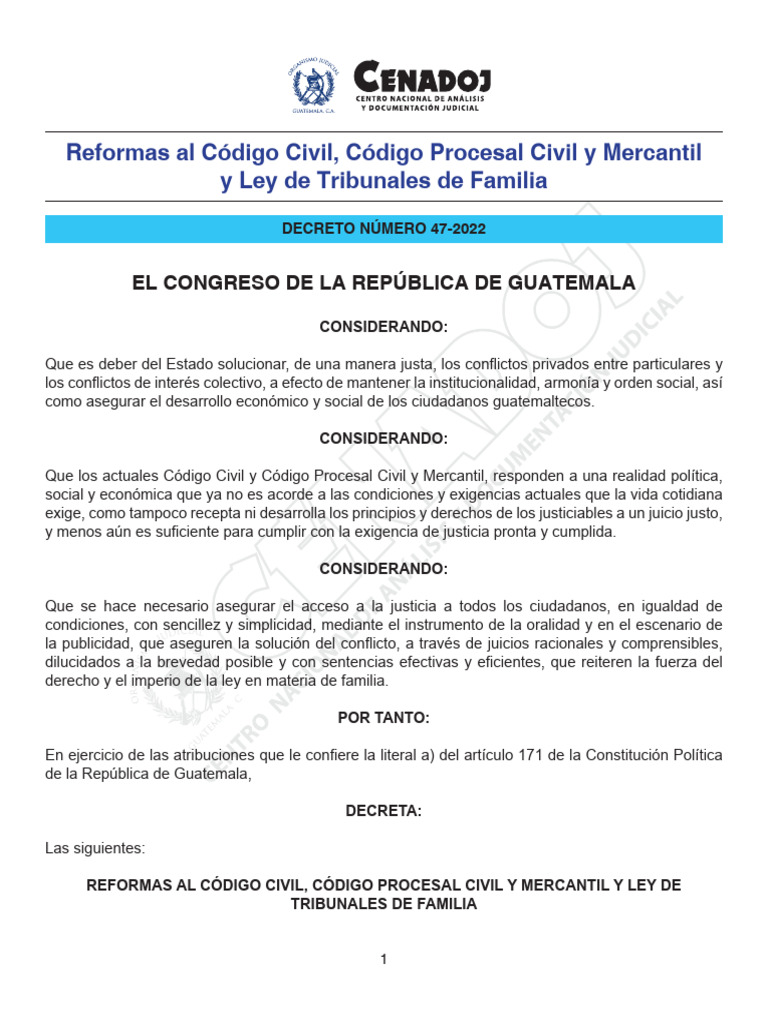 D47-2022. Reformas Código Civil y PCyM | PDF | Judicaturas | Politica ...