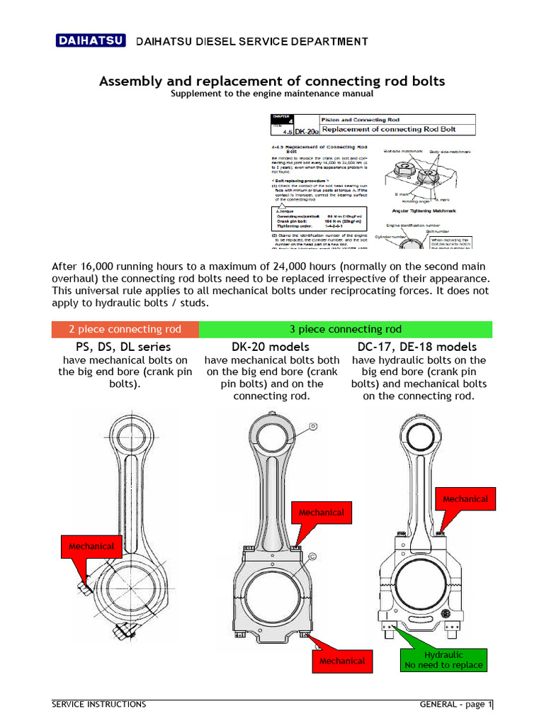 Connecting Rod Bolt Replacement Guide | PDF | Screw | Mechanical ...
