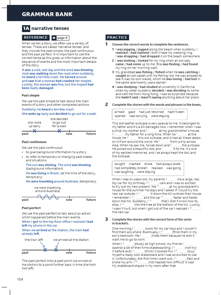 Grammar Bank Narrative Tenses | PDF