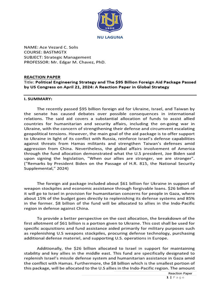 Reaction Paper - Solis, Ace Vezard C | PDF | Aids | Joe Biden