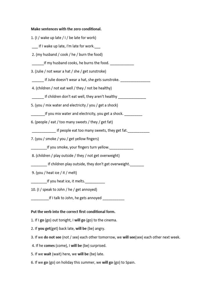 Zero & First Conditional Taller HAROL ALEJANDRO CALDERON DAZA | PDF | Language Arts & Discipline ...