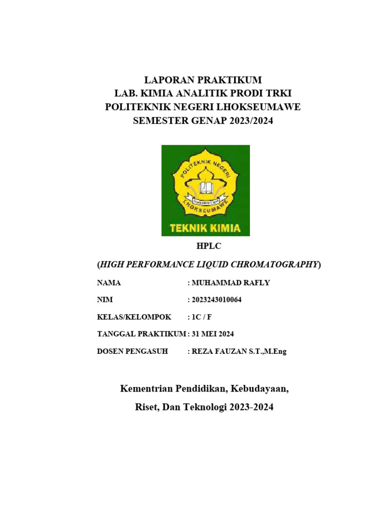 Praktikum HPLC: Analisis Kafein 2024 | PDF
