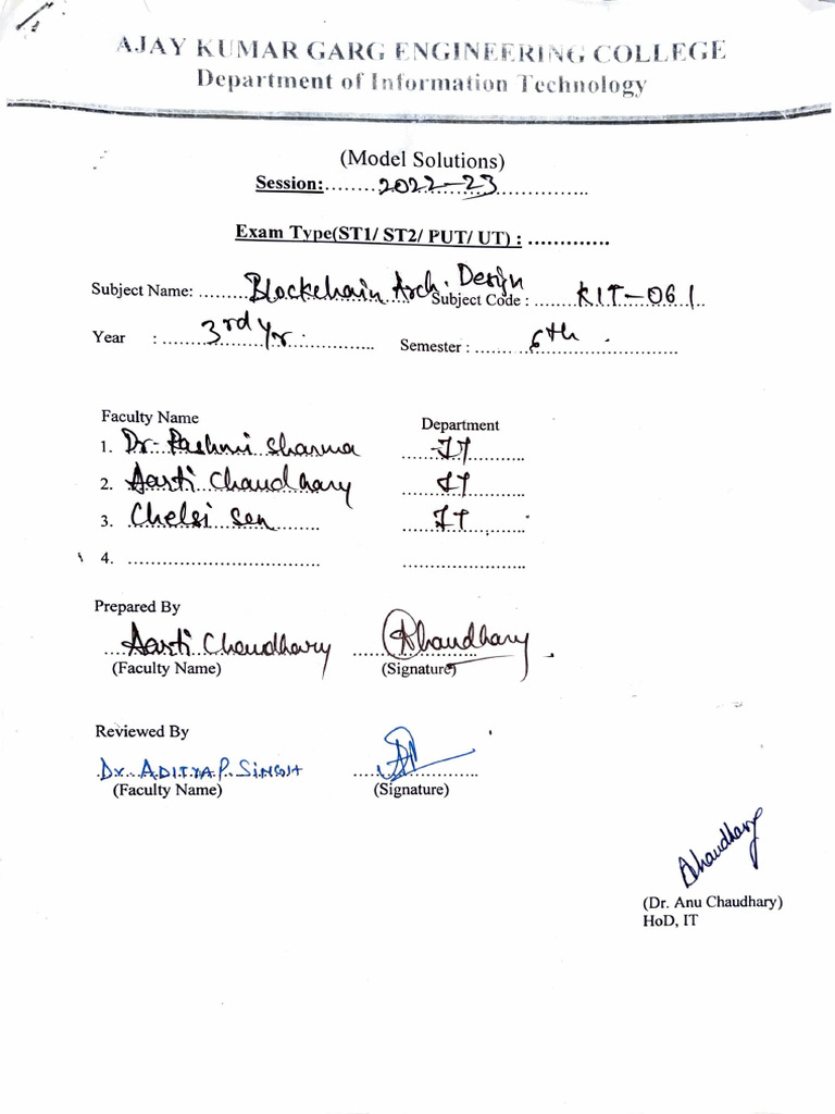 Blockchain Architecture Design KIT-061 PUT Sol Even 22-23 | PDF