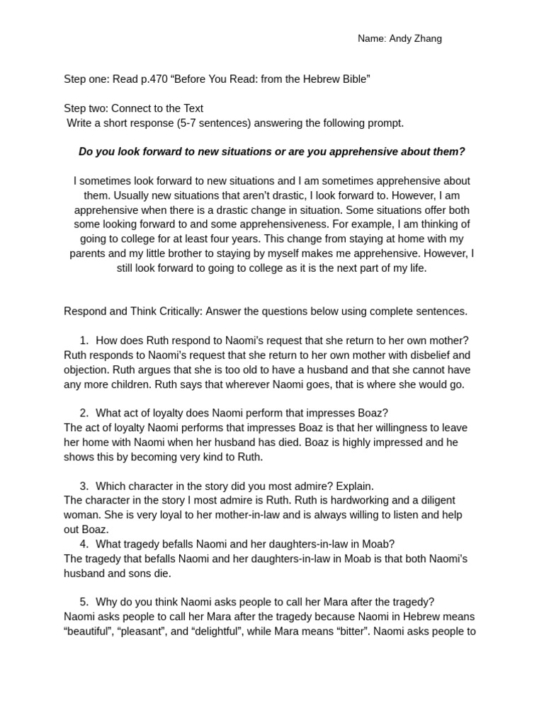 Sacred Texts Activity 1.2 - Honors | PDF