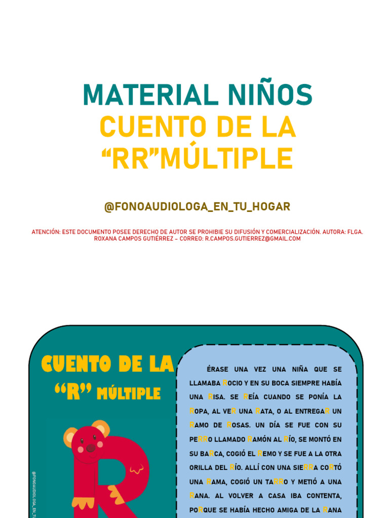 Producto 24. Fonema R Multiple. Cuento de La R Múltiple | PDF