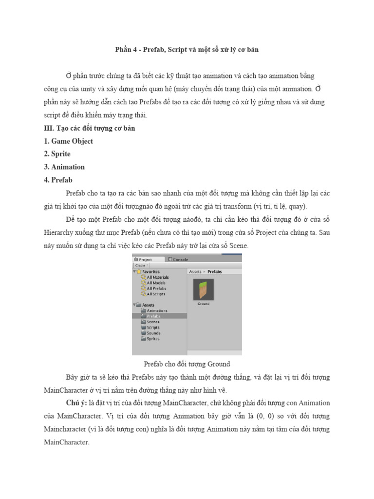 Buổi 4 - Prefab, Script Và Một Số Xử Lý Cơ Bản | PDF