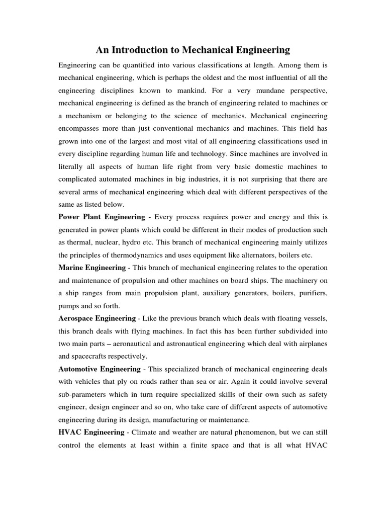 An Introduction To Mechanical Engineering | PDF | Engineering ...