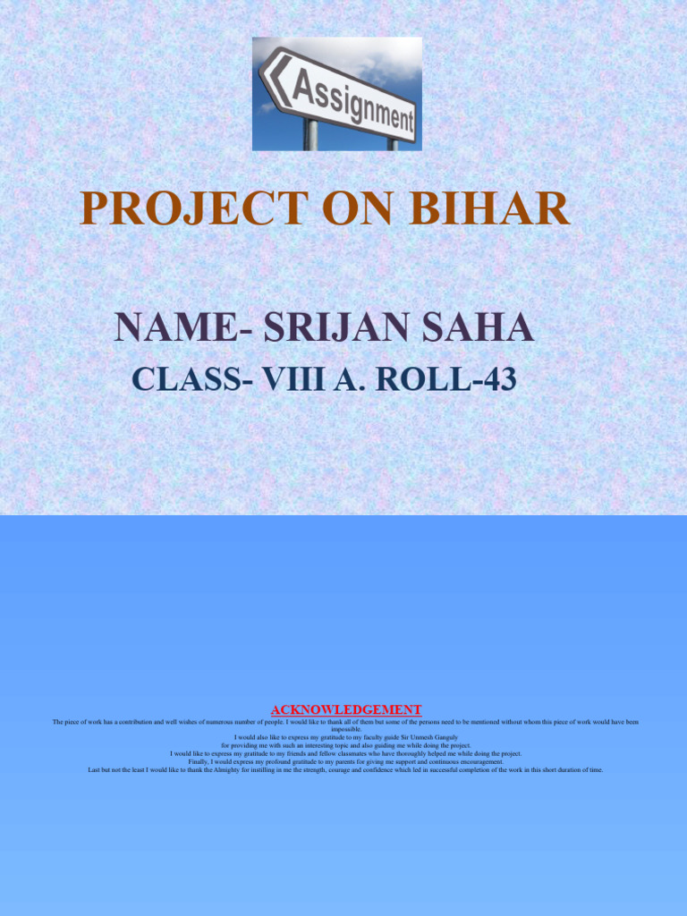 Project On Bihar | PDF