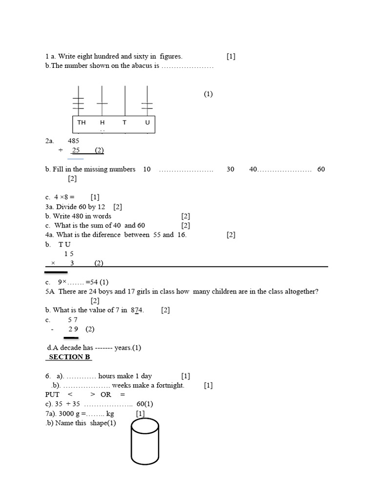 Grade 4 Mid Year Maths Paper 2 | PDF