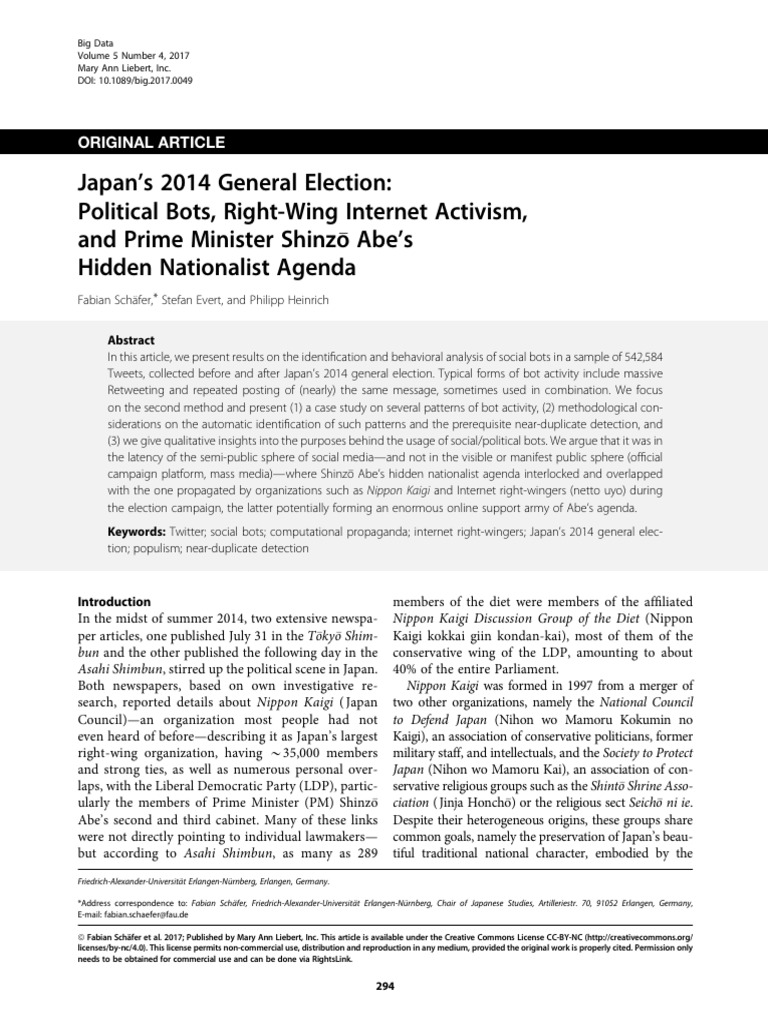 Japan's 2014 Election: Bots & Nationalism | PDF | Shinzō Abe | Internet Bot