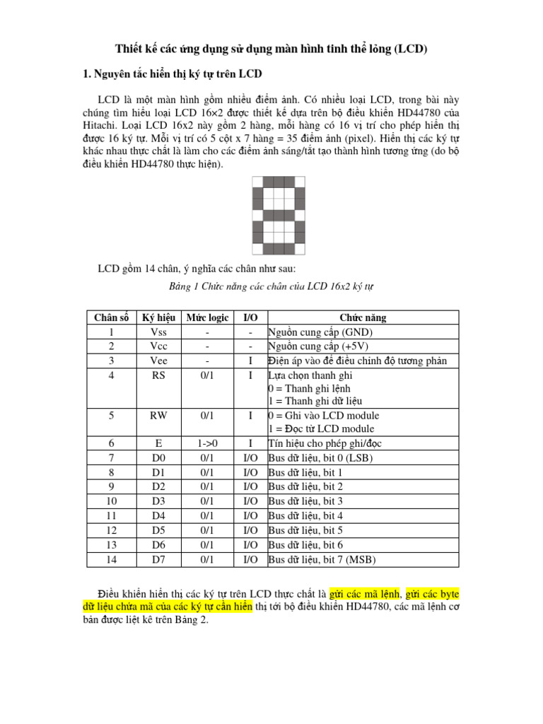 06 Huong Dan Lap Trinh Voi LCD 16x2 | PDF