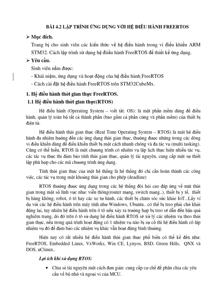 08 Huong Dan Lap Trinh Voi He Dieu Hanh FreeRTOS Trên STM32 | PDF