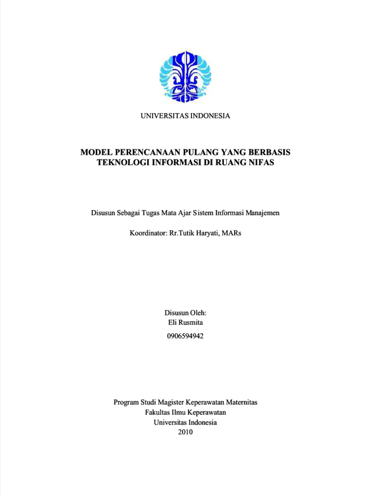 PDF Model Perencanaan Pulang Yang Berbasis Tugas Uts Sim Compress | PDF