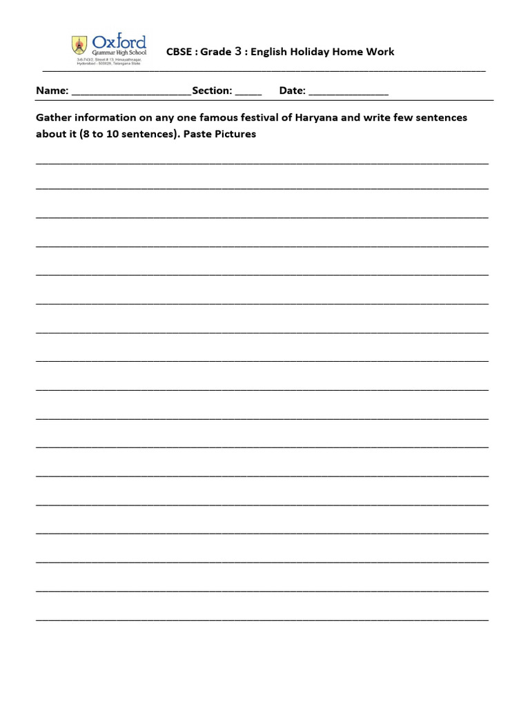 Grade 3 Holiday Home Work | PDF | Career & Growth