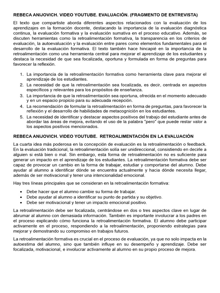 Retroalimentación Formativa en Evaluación | PDF | Evaluación | Enseñando