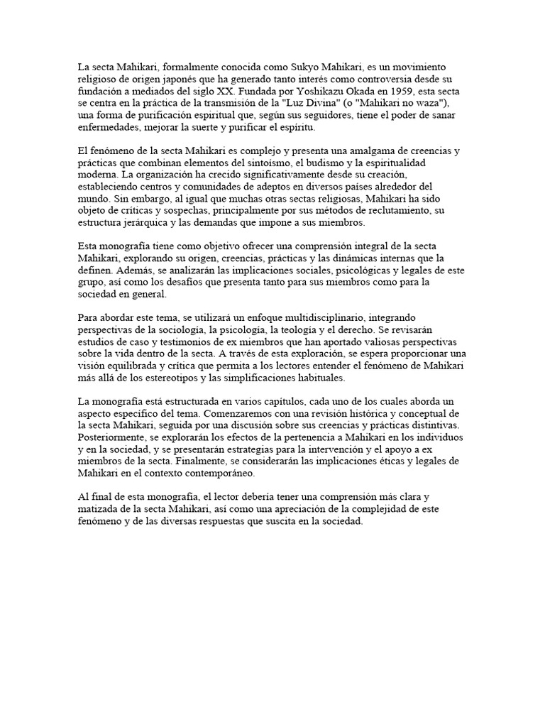 Análisis de la secta Mahikari | PDF | Secta | Sociedad