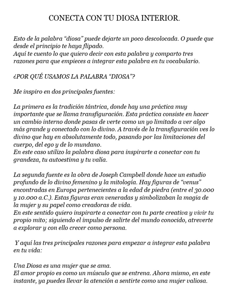 CONECTA CON TU DIOSA INTERIOR | PDF | Diosa | Amor