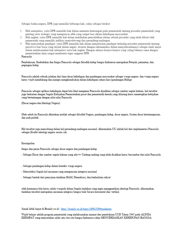 Hak DPR dan Peran Pancasila | PDF